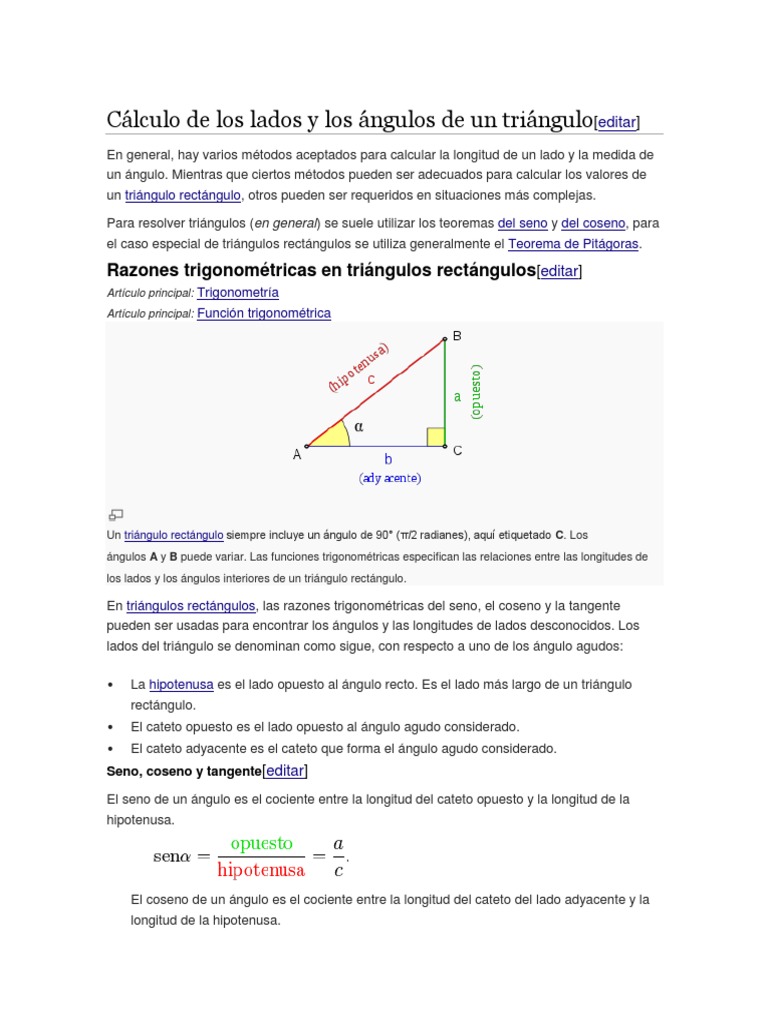 Cálculo de Los Lados y Los Ángulos de Un Triángulo | PDF | Triángulo ...