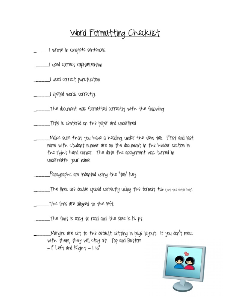 Word Formatting Checklist Guide | PDF