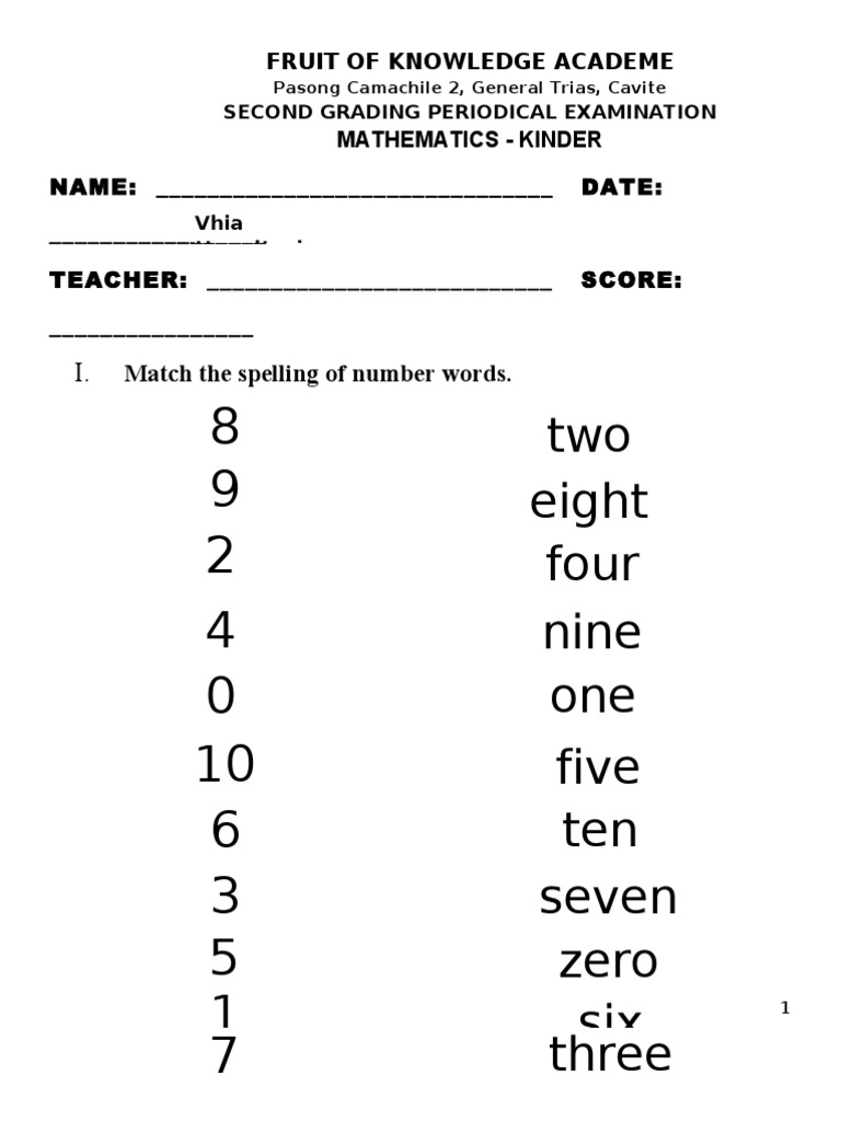 Fka 2nd Grading Math Kinder | PDF