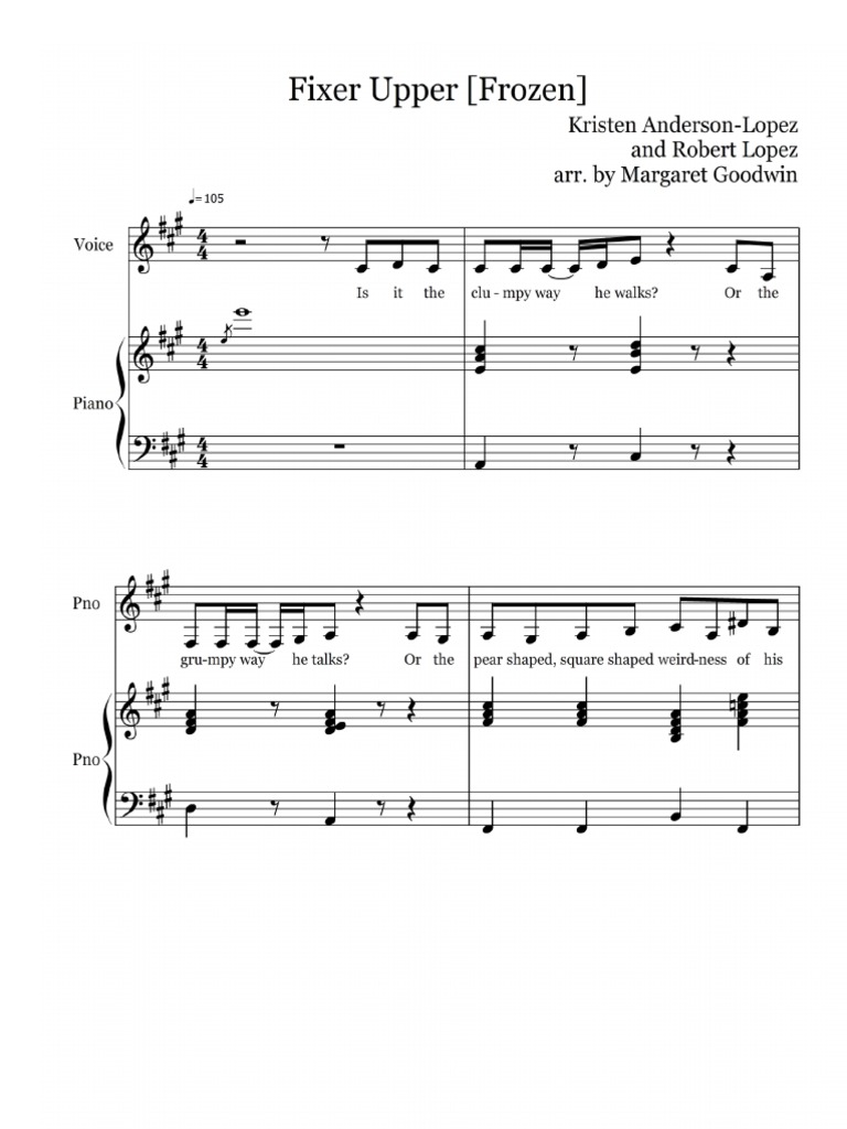 Frozen - Fixer Upper Free Piano Sheets - Free Piano Sheets | PDF