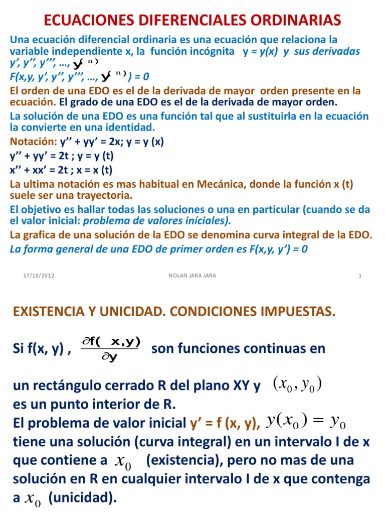 Ecuaciones Diferenciales Ordinarias Uno | PDF | Ecuación diferencial ordinaria | Derivado