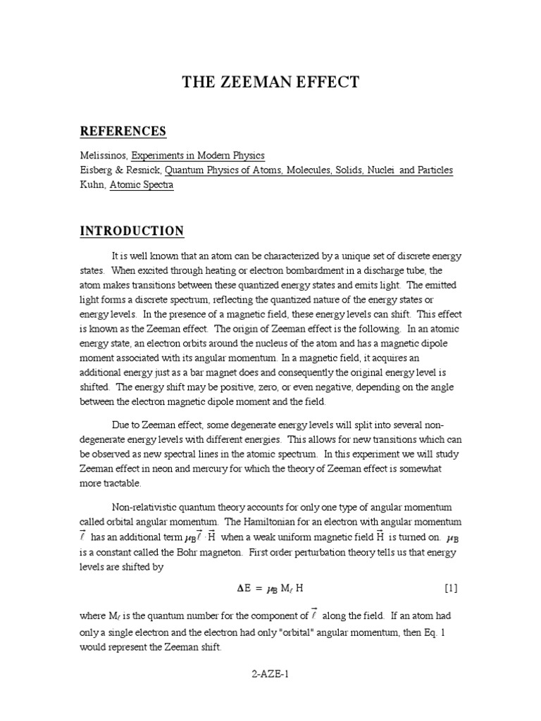 Determination of Landé g-Factors Through Experimental Observation of ...