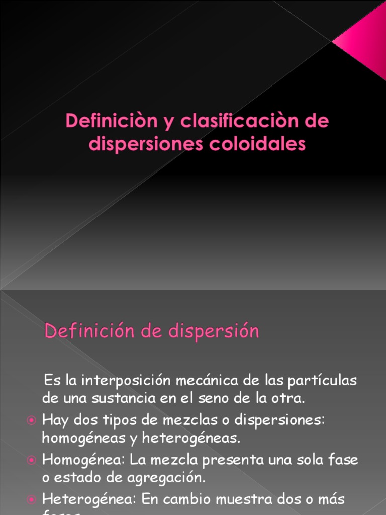 N° 1 Deficion y Clasificacion de Dispersiones Coloidales | PDF ...