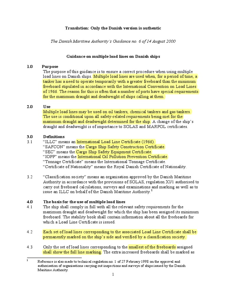 Danish Multiple Load Line Rules | PDF | Tonnage | Oil Tanker