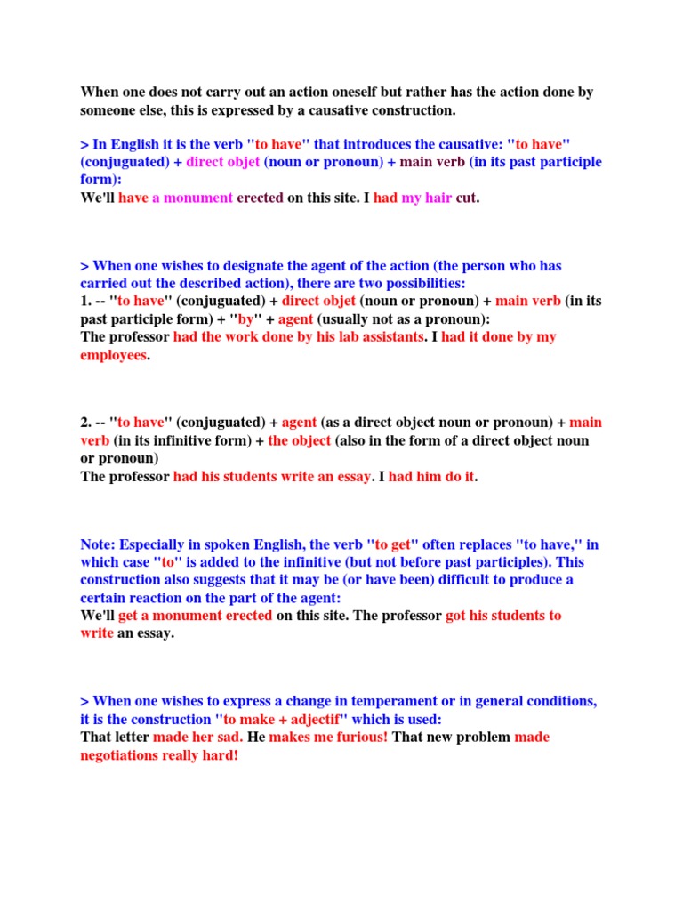 Causative Sentence | Perfect (Grammar) | Grammatical Tense | Free 30 ...