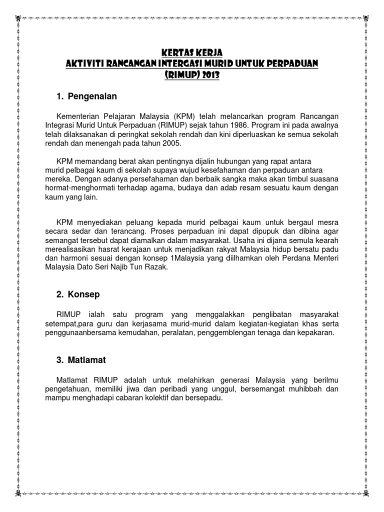 Contoh Kertas Kerja Program Rimup - IgnafiniofinMendez