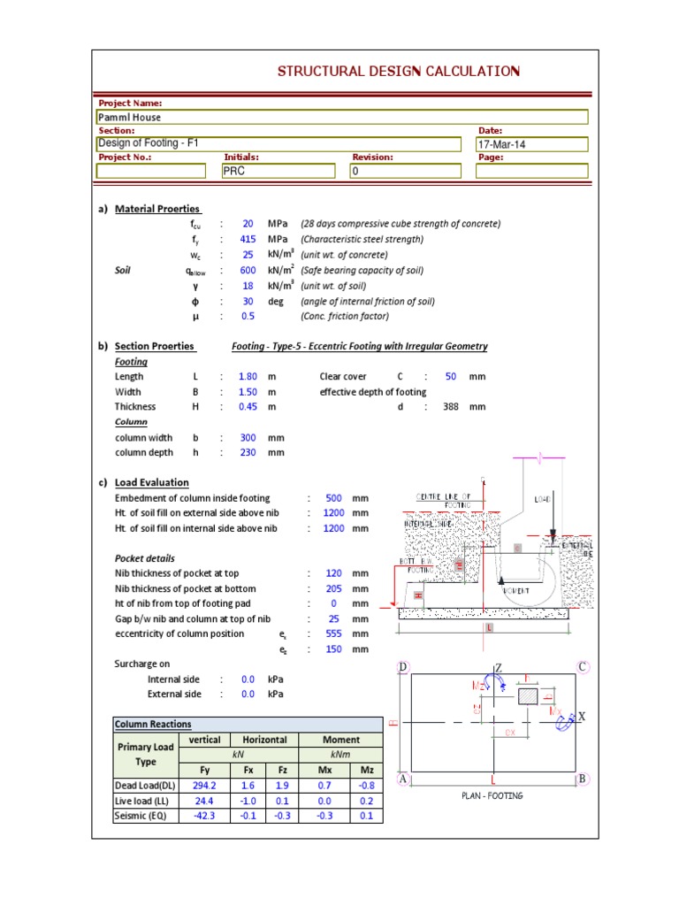 Footing Design F 1 | PDF | Column | Mechanical Engineering
