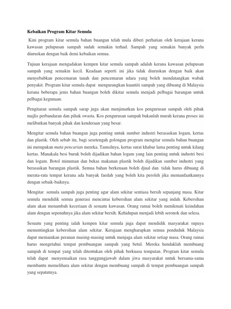 Kebaikan Program Kitar | PDF