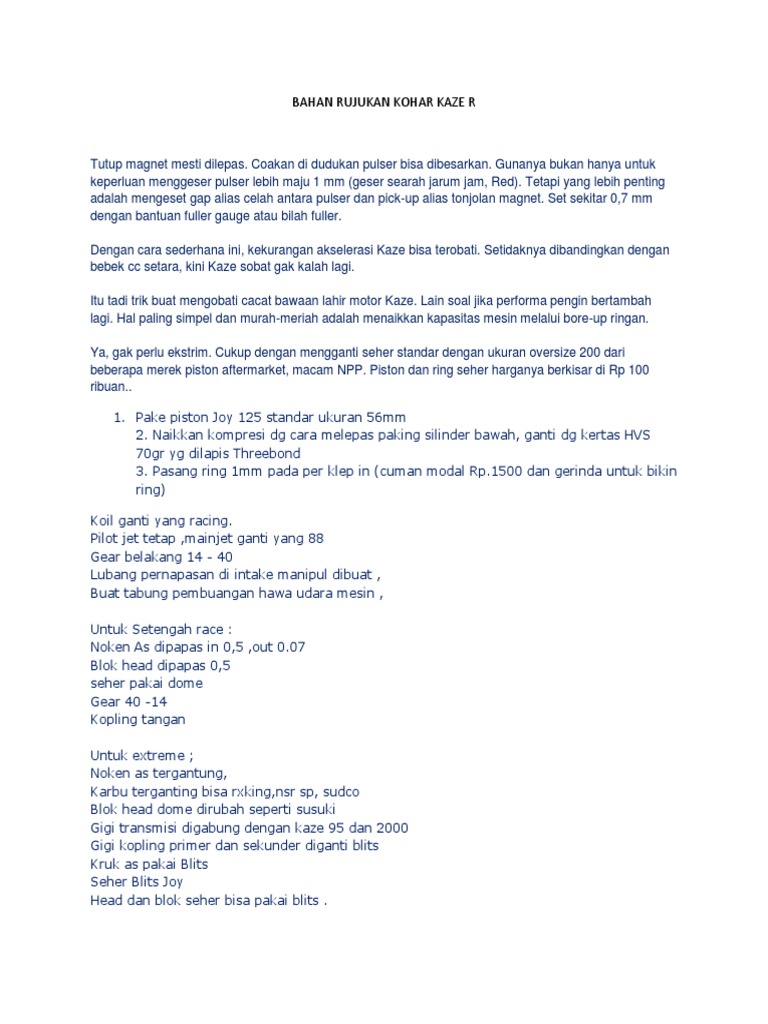 Bahan Rujukan Kohar Kaze R | PDF