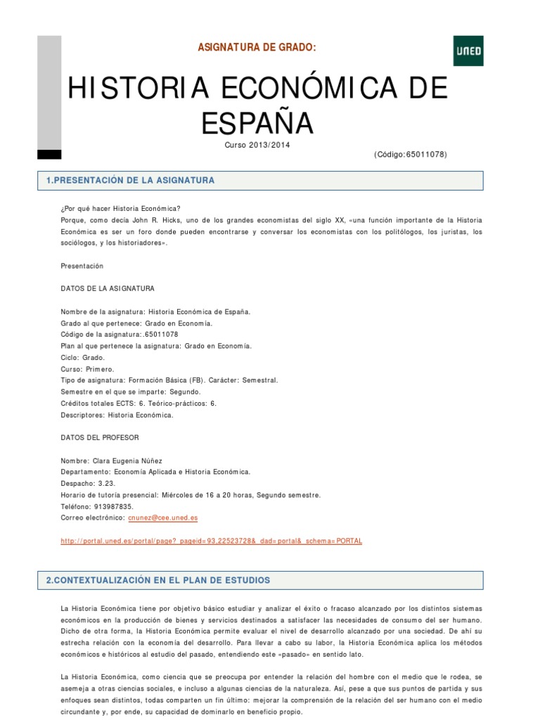 Guia Historia Economica De España Pdf Econometría Teoría