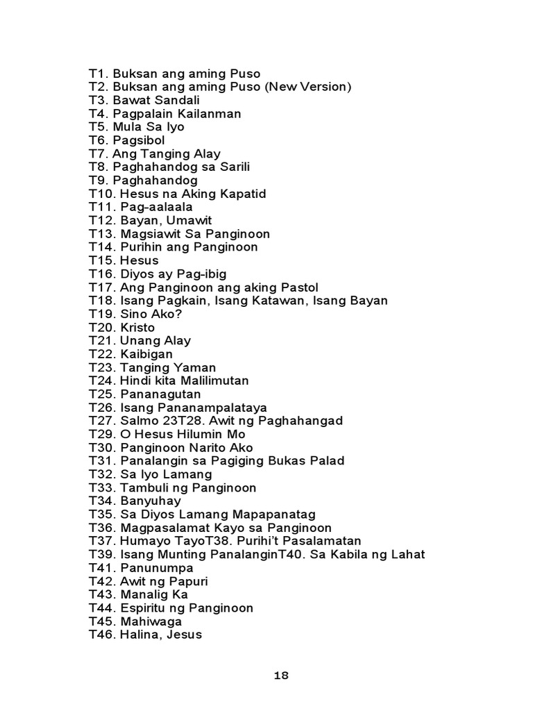 Tagalog Revised Mass Songs | PDF