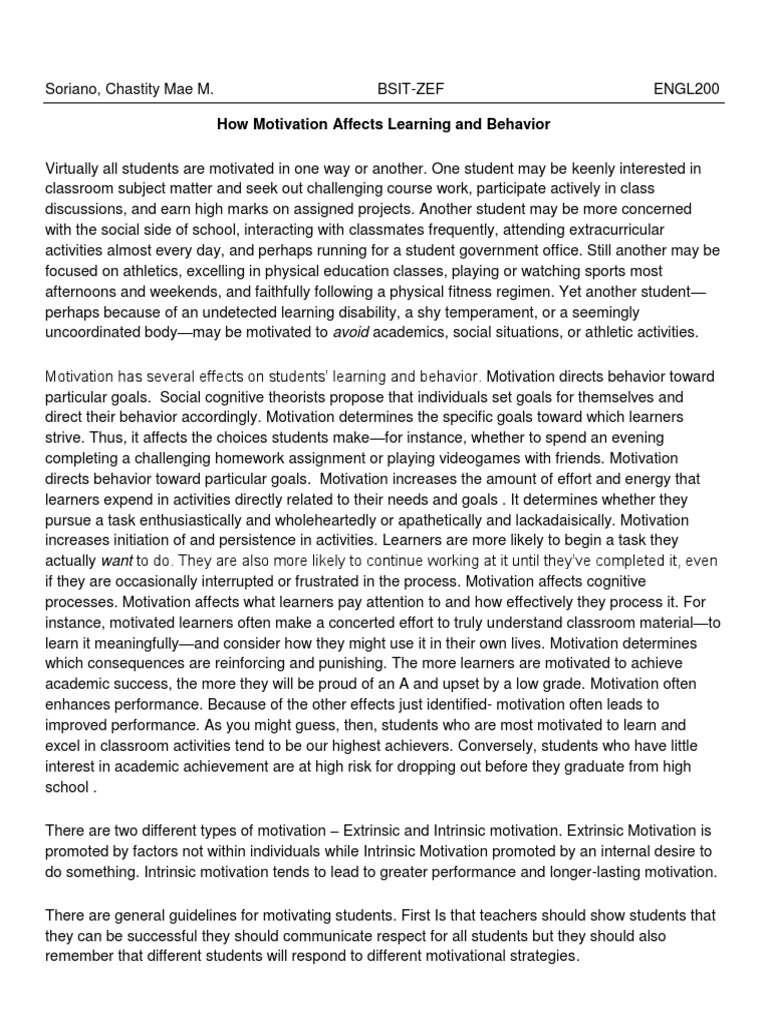 Manuscript | PDF | Motivation | Motivational