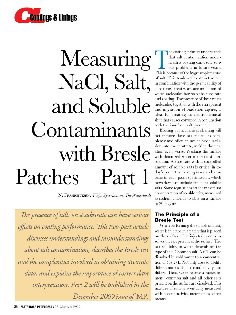 Bresle Method | PDF | Sodium Chloride | Ion