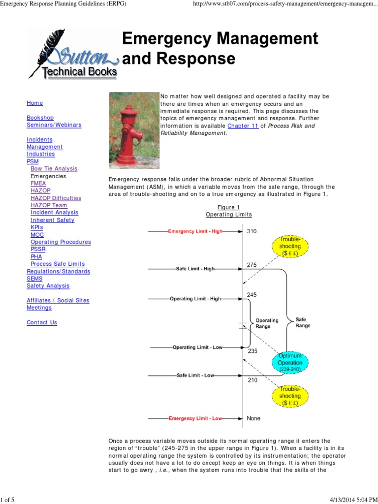  Emergency Response Planning Guidelines ERPG Emergency Reliability 