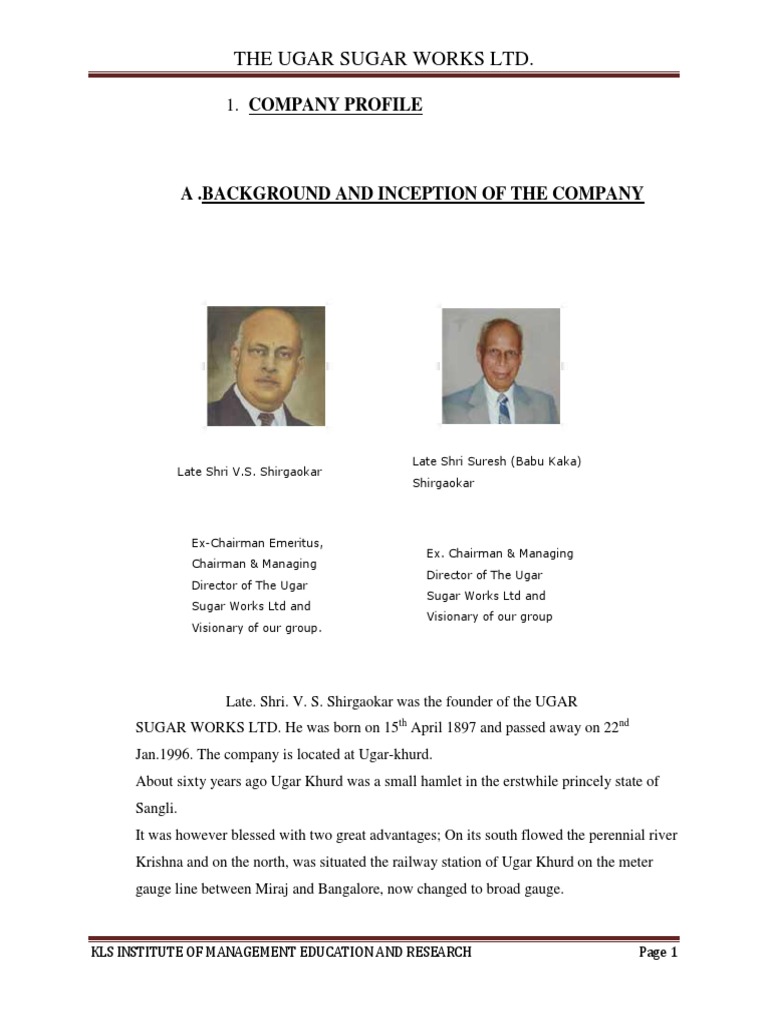 Ugar Sugar Works Organizational Study | PDF | Six Sigma | Sugarcane