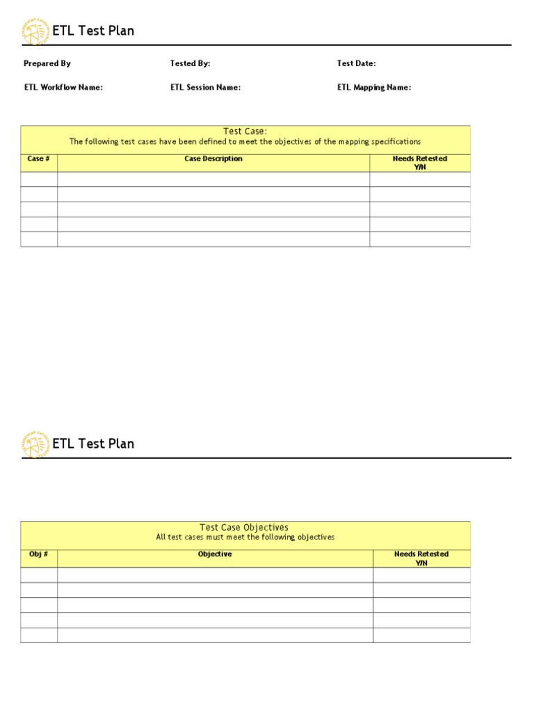 Etl Test Plan Template Sample File 0920