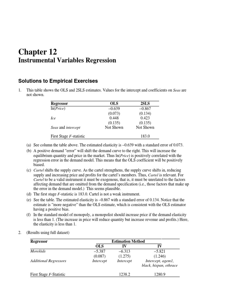 Stock N Watson | PDF | Ordinary Least Squares | Instrumental Variable