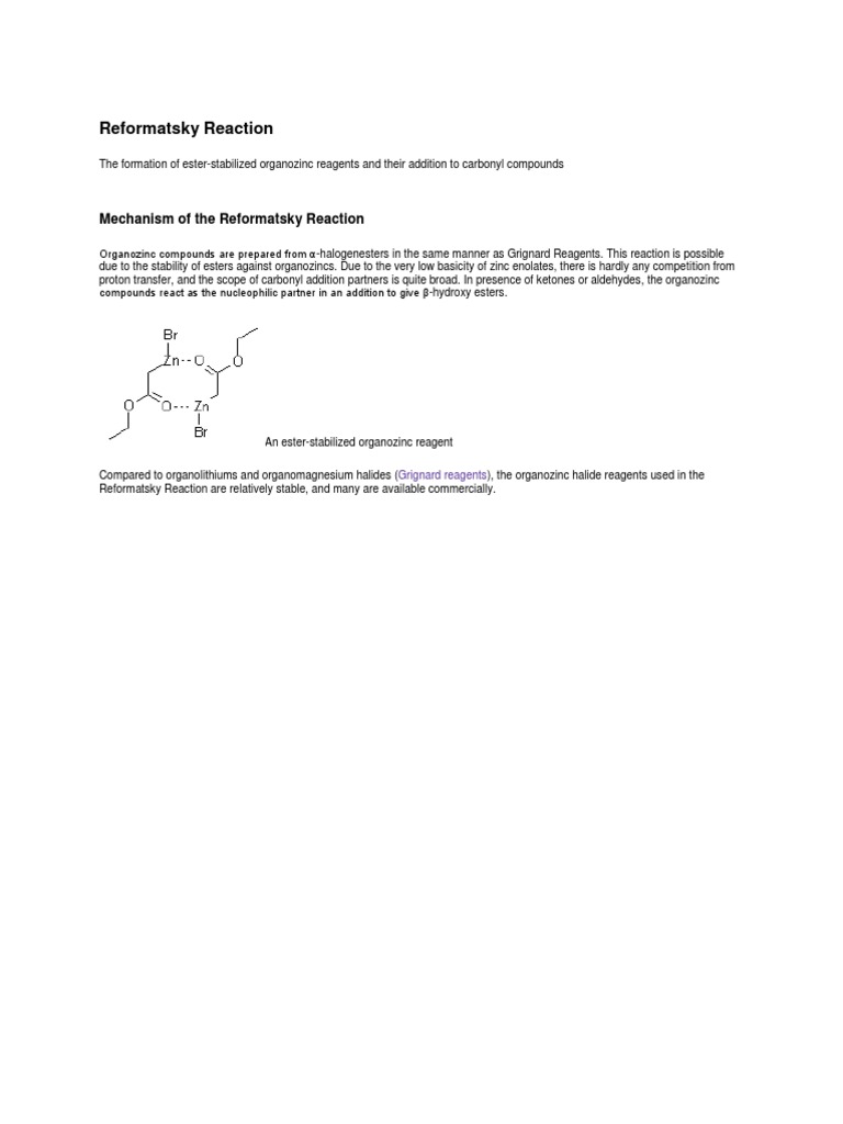 Reformatsky Reaction Mechanism | PDF