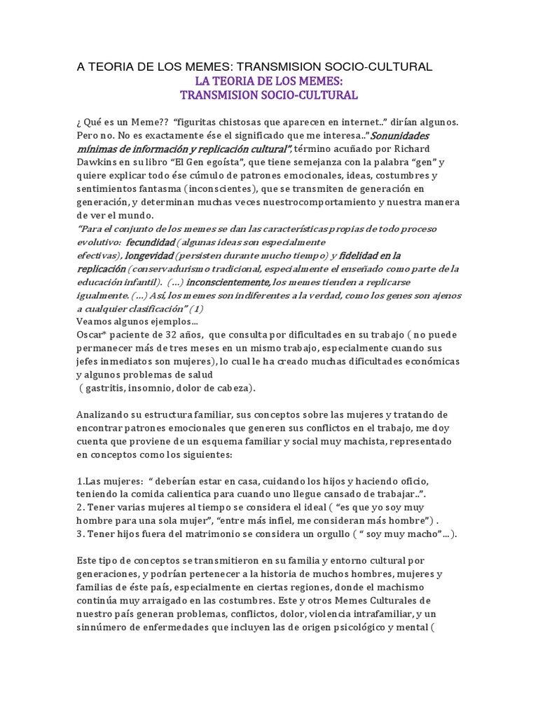A Teoria de Los Memes | PDF | Meme | Conceptos psicologicos