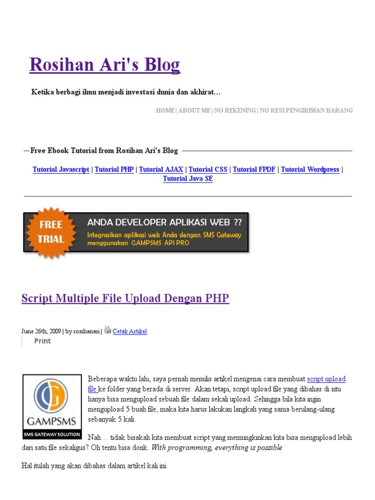 Script Multiple File Upload Dengan PHP | PDF