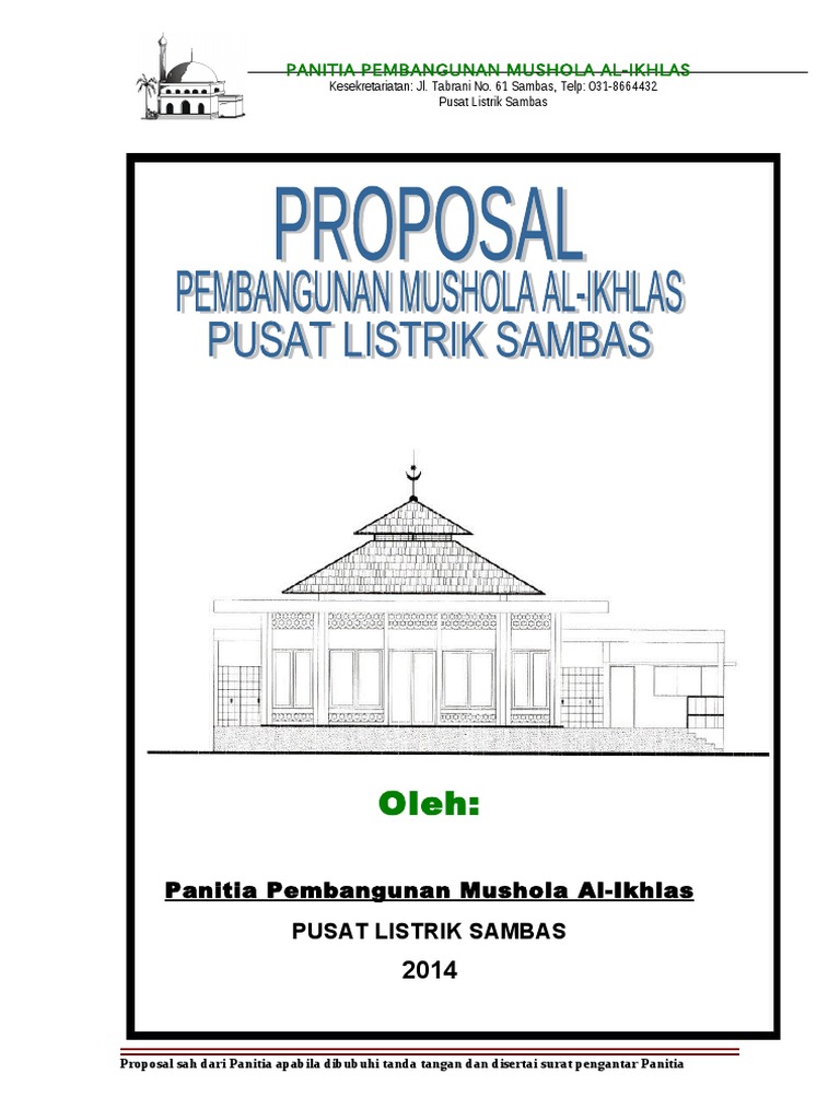 Proposal Pembangunan Mushola Pls | PDF