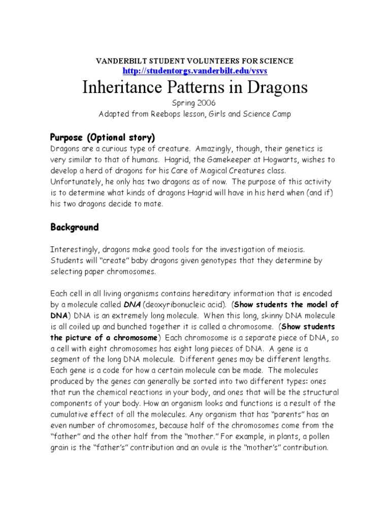 Inheritance Patterns in Dragons | PDF | Genotype | Genetics