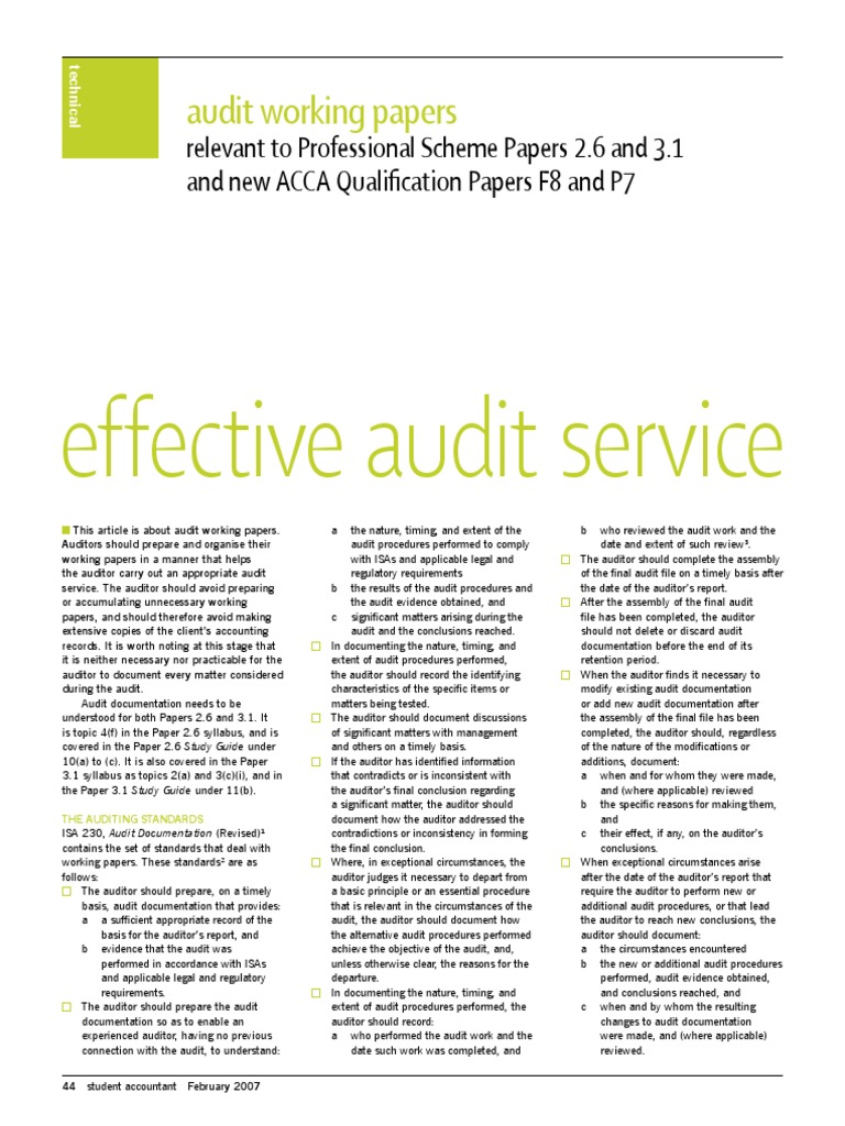 Audit Working Papers | PDF