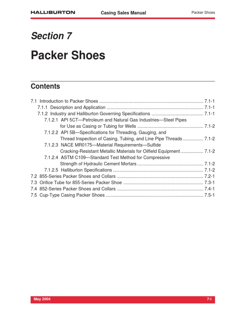 Halliburton Packer Shoes | PDF | Casing (Borehole) | Pipe (Fluid ...