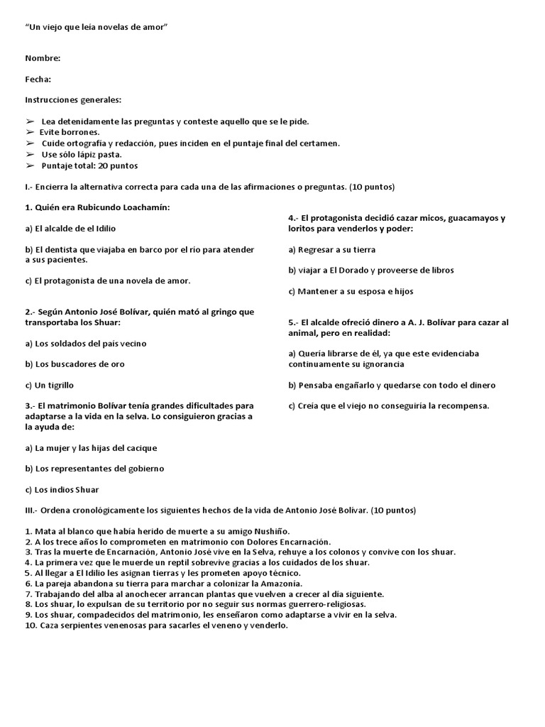 "Análisis de 'Un viejo que leía novelas'" | PDF | Libros para adolescentes