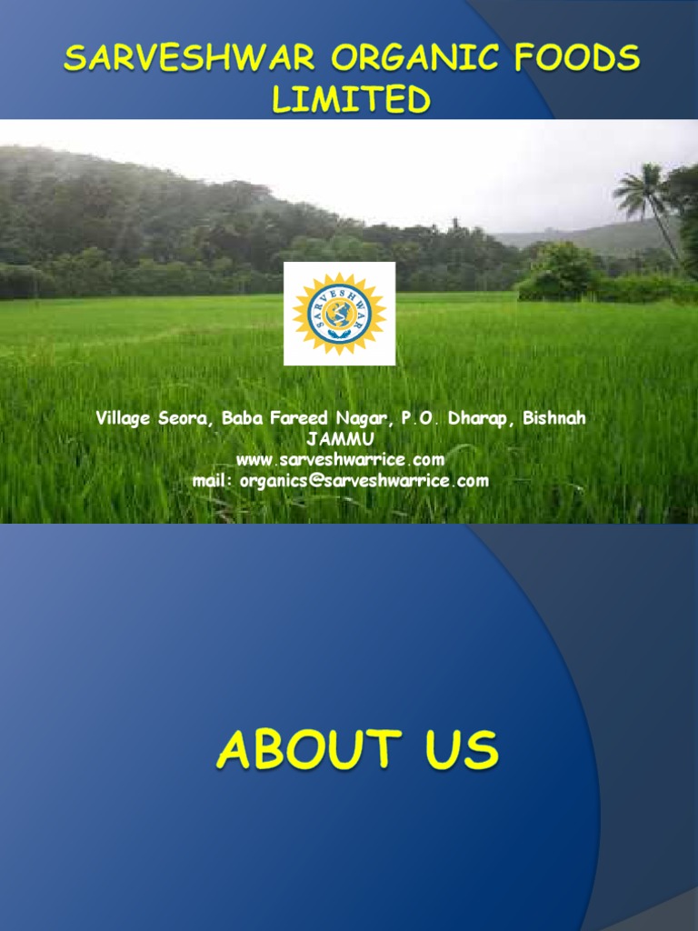 SARVESHWAR Organic | PDF | Rice | Organic Farming