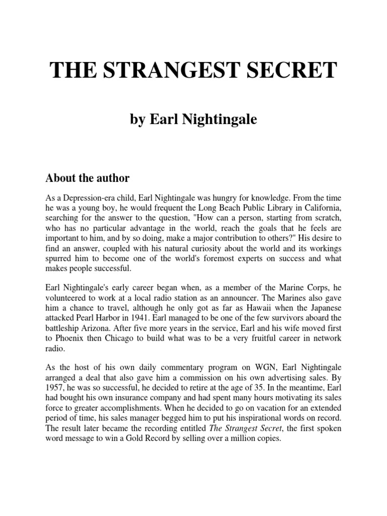The Strangest Secret | PDF | Mind | Science
