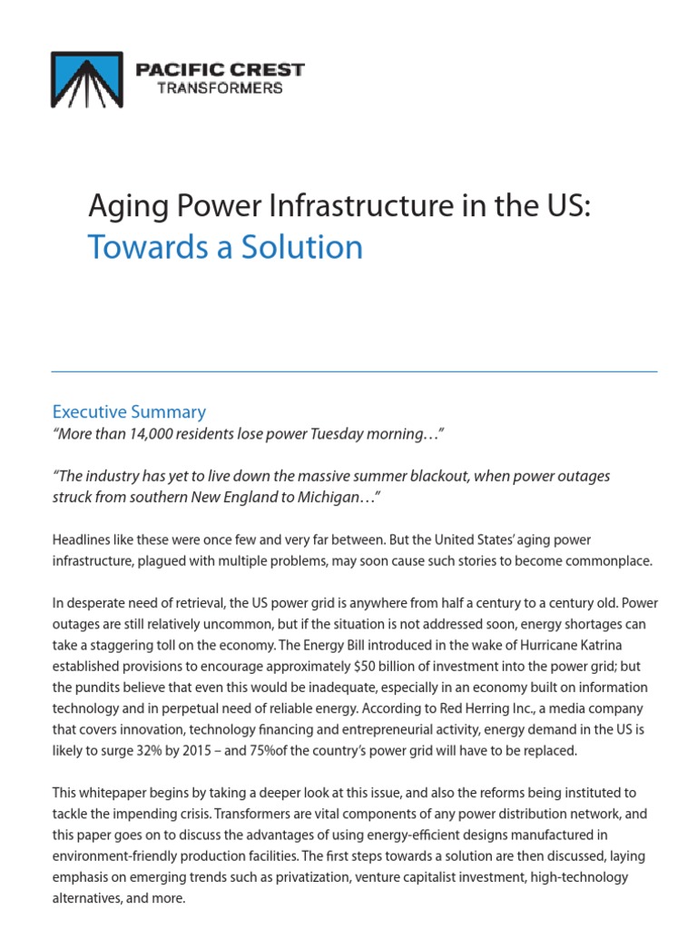Aging Power Infrastructure in The US: Towards A Solution | PDF ...