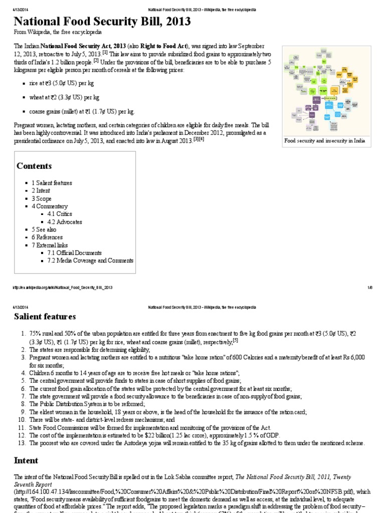 National Food Security Bill Overview | PDF | Food And Drink | Economies