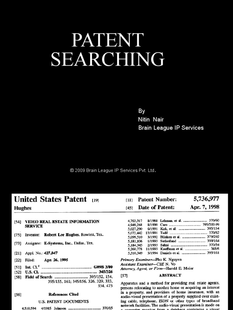 Patent Searching: by Nitin Nair Brain League IP Services | PDF | Patent ...