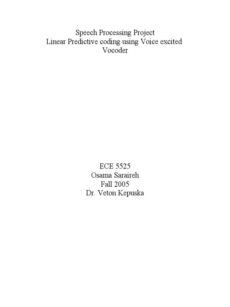 Linear Predictive Coding | PDF | Sound Production | Speech Linear Predictive Coding | PDF | Sound Production | Speech