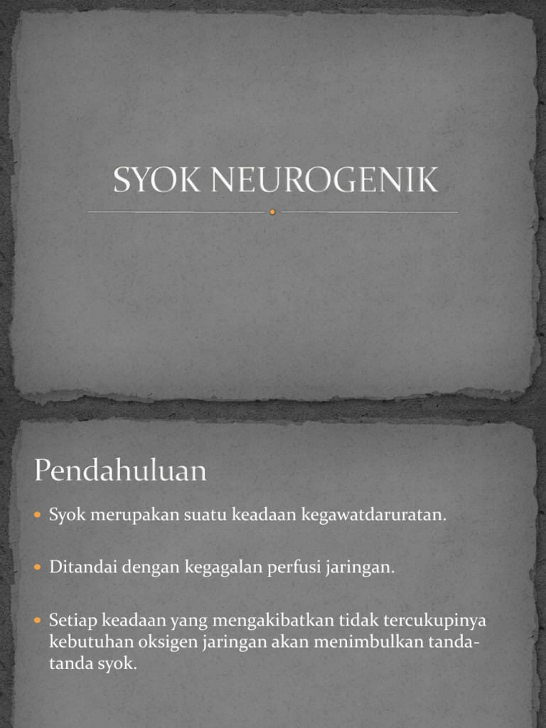 Pemahaman Syok Neurogenik dan Penanganannya | PDF