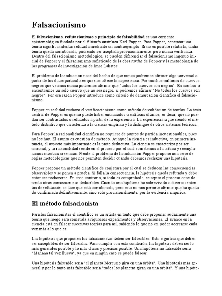 Falsacionismo | Descargar gratis PDF | Karl Popper | Razonamiento inductivo