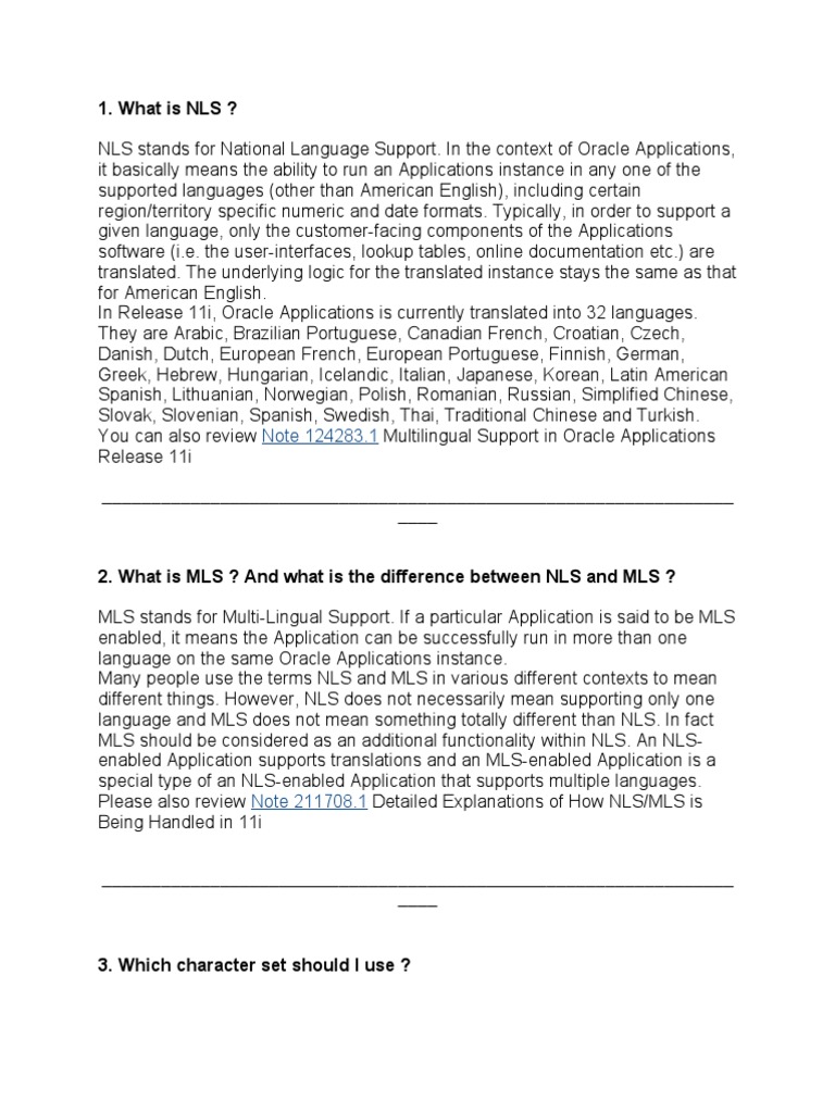 Oracle NLS and MLS Guide for 11i/12 | PDF | Oracle Database | Translations