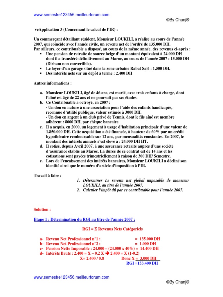 Exercice-Corrige Fiscalite 3 PDF | PDF | Retraite | Impôts