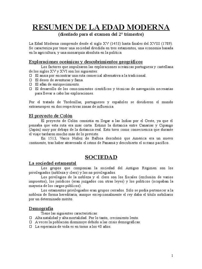 Resumen de La Edad Moderna | PDF | Comercio | Economias