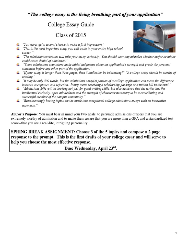College Essay Guide 2014 Final | PDF | College Admissions In The United ...