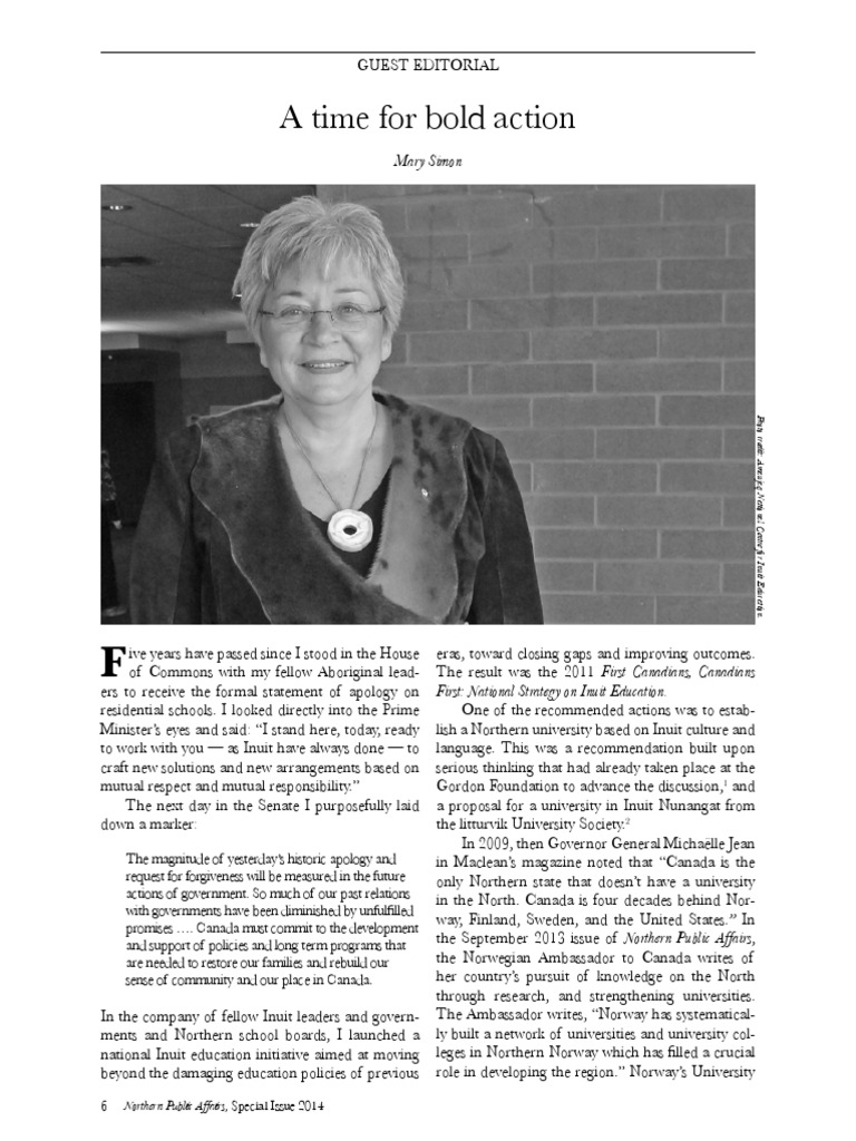 Mary Simon: A Time For Bold Action On Inuit Education | PDF | Inuit ...