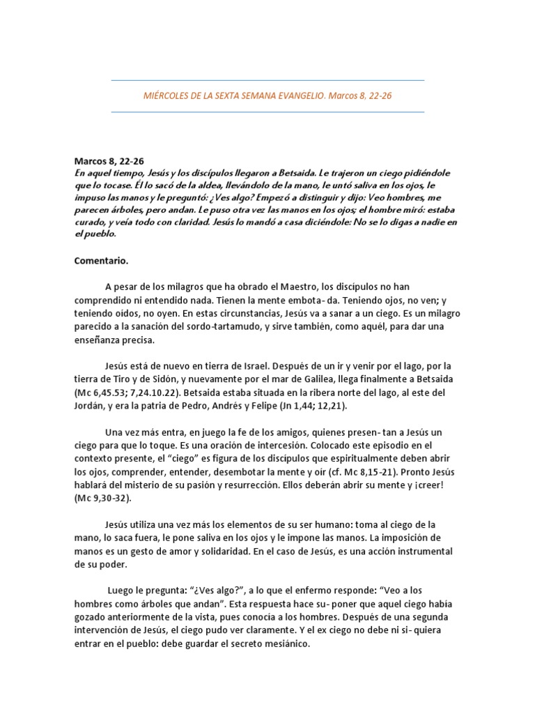 Exégesis Marcos 8, 22-26 | PDF | La resurrección de Jesús | Jesús