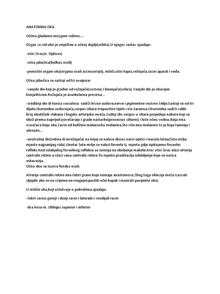Anatomija Oka | PDF