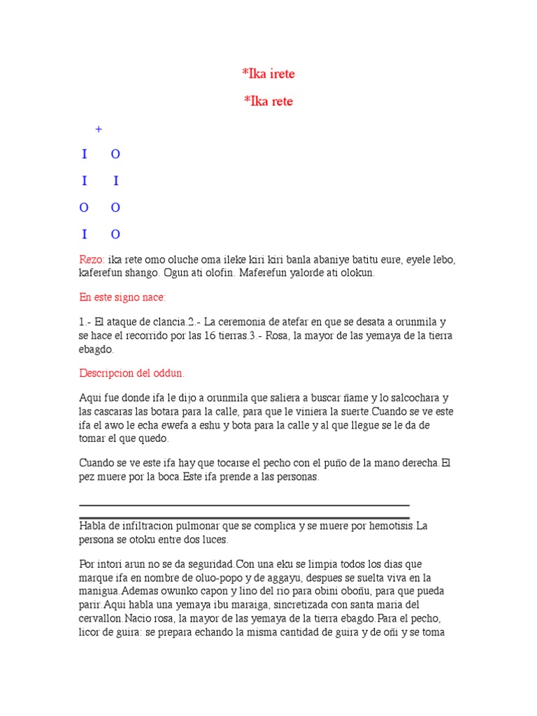 Ika Irete (El Desamarre) | PDF | Santeria | Religión y creencia
