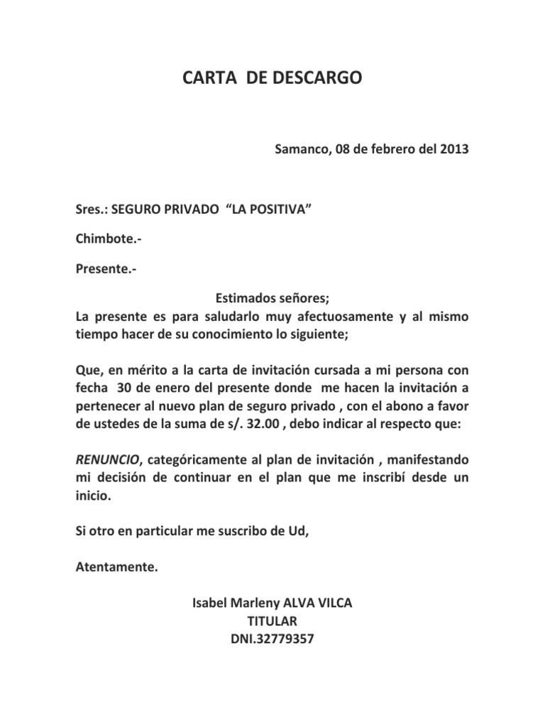 Carta de Descargo | PDF