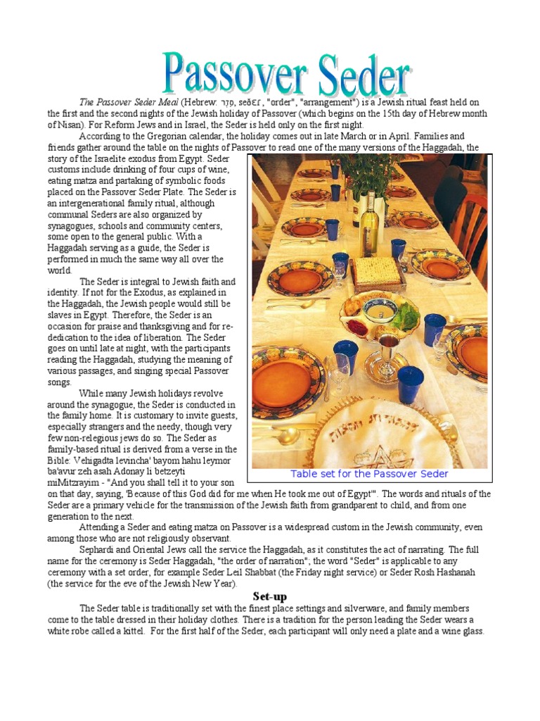 The Passover Seder Meal | PDF | Passover Seder | Haggadah