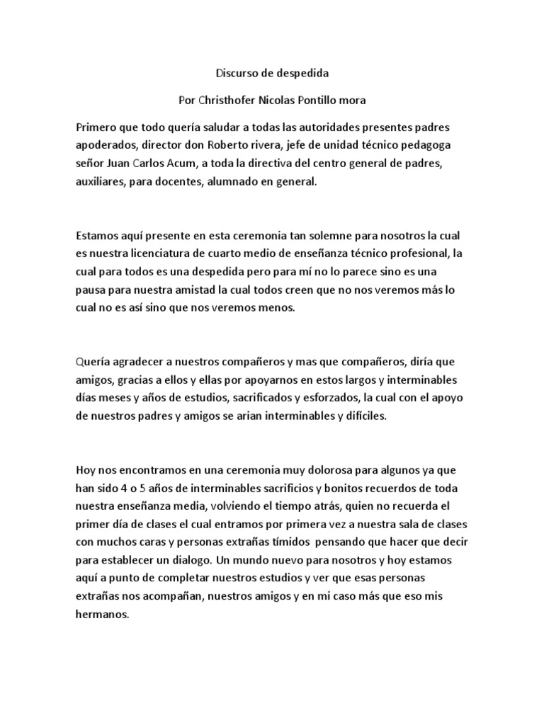 Discurso de Despedida