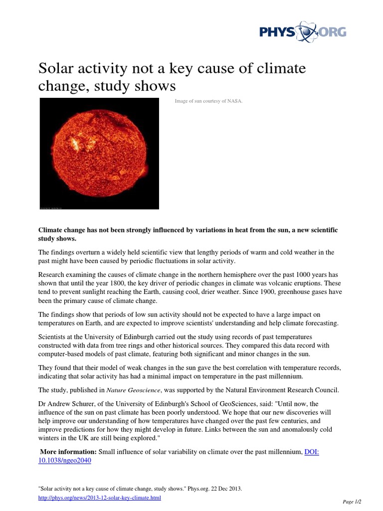 2013 12 Solar Key Climate | PDF | Climate | Space Weather