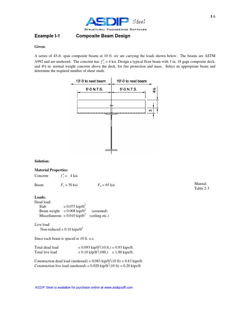 W21x55 Beam Design for Composite Floors | PDF